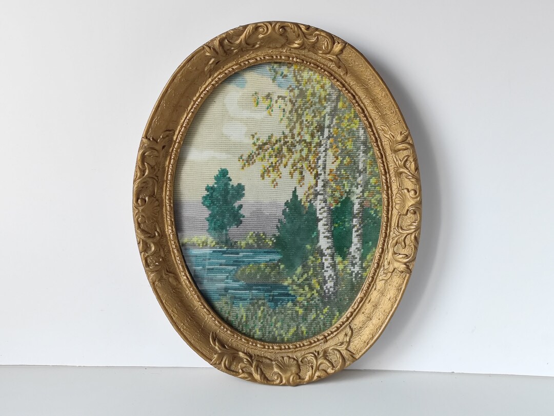 Vintage Oval Gold Frame, Wall Home Decor, Frame Picture, Retro Wood and ...