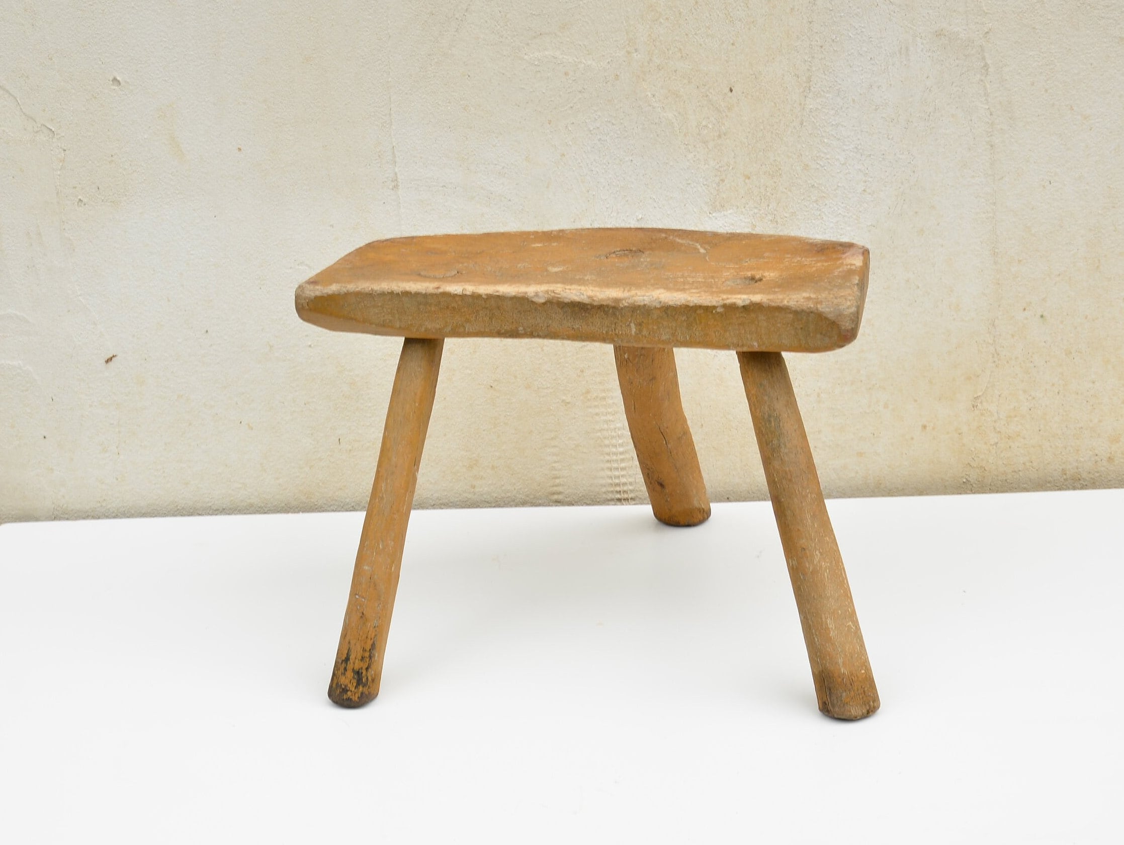 Antique Milking Stool, Three-legged Chair Wooden, Folk Farmhouse Stool ...