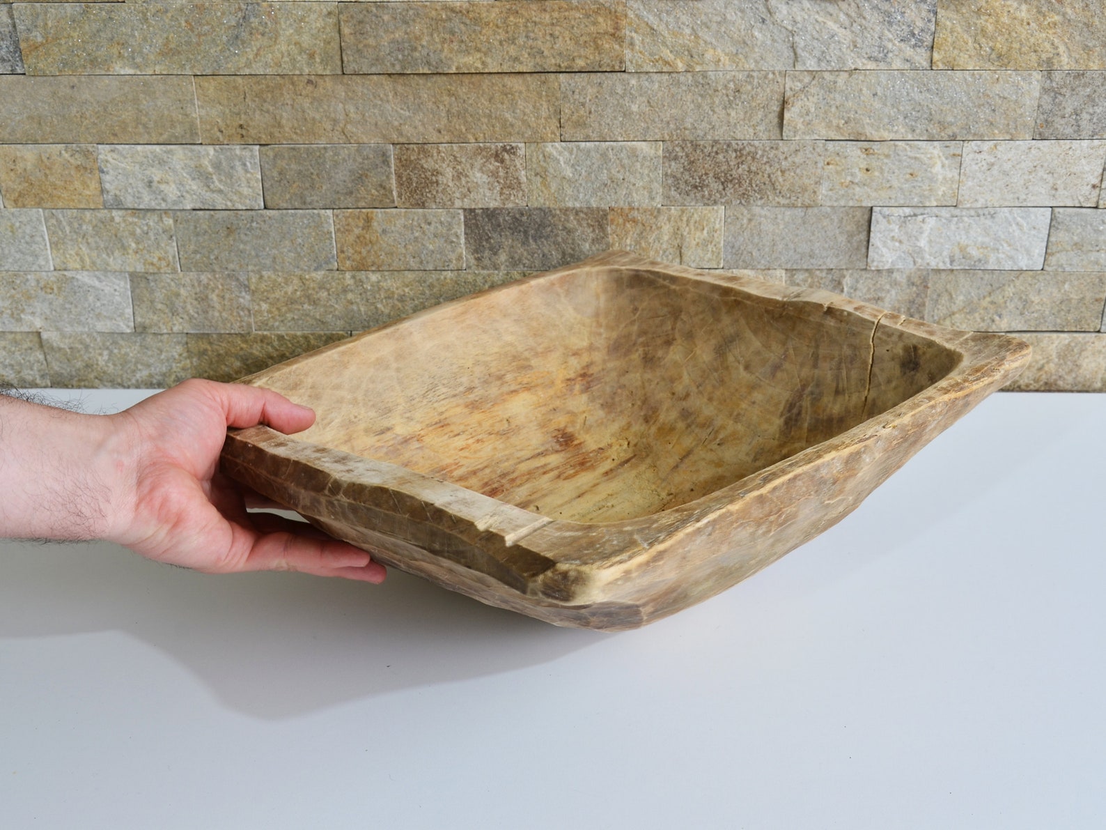 Vintage Wooden Trough, Hand Carved Dough Bowl, Large Primitive Trough ...