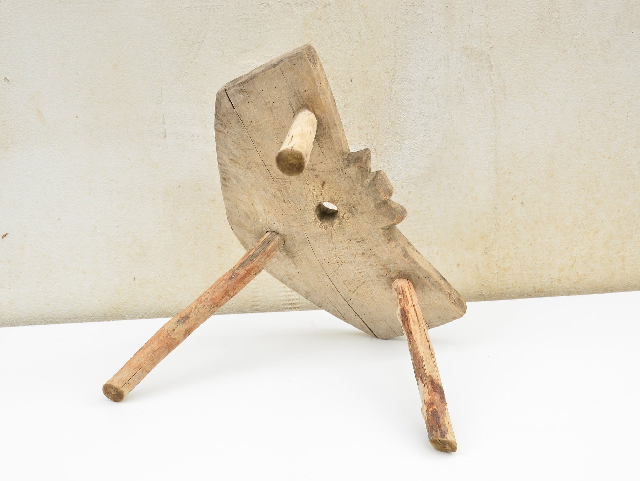 Antique Milking Stool, Three-legged Stool Wooden, Folk Farmhouse Stool ...