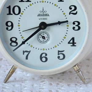 Vintage Alarm Clock Aradora, Retro Romanian Clock Mechanical, Wahite ...