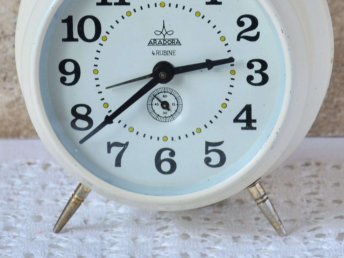 Vintage Alarm Clock Aradora, Retro Romanian Clock Mechanical, Wahite ...