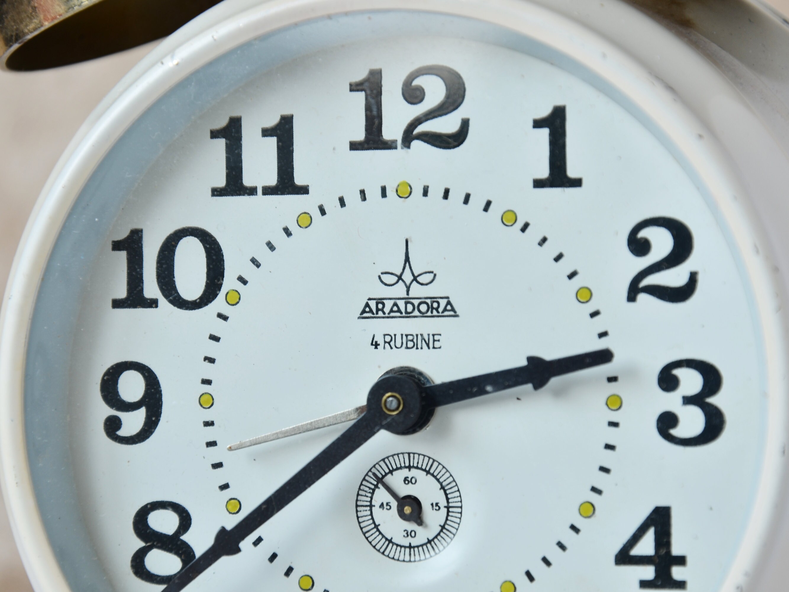 Vintage Alarm Clock Aradora, Retro Romanian Clock Mechanical, Wahite ...