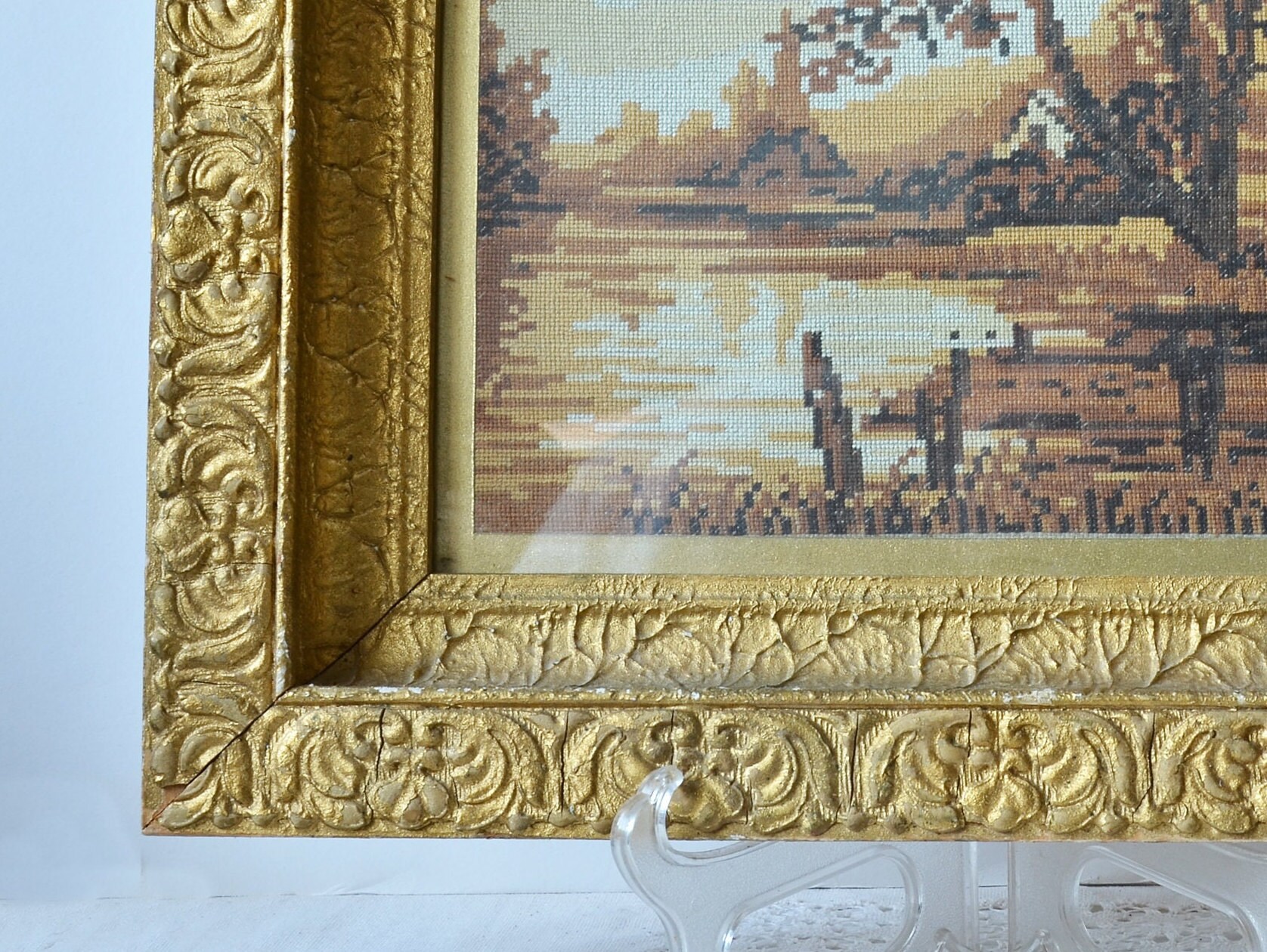 Vintage Rectangular Gold Frame With Tapestry autumn Landscape Wall Home ...