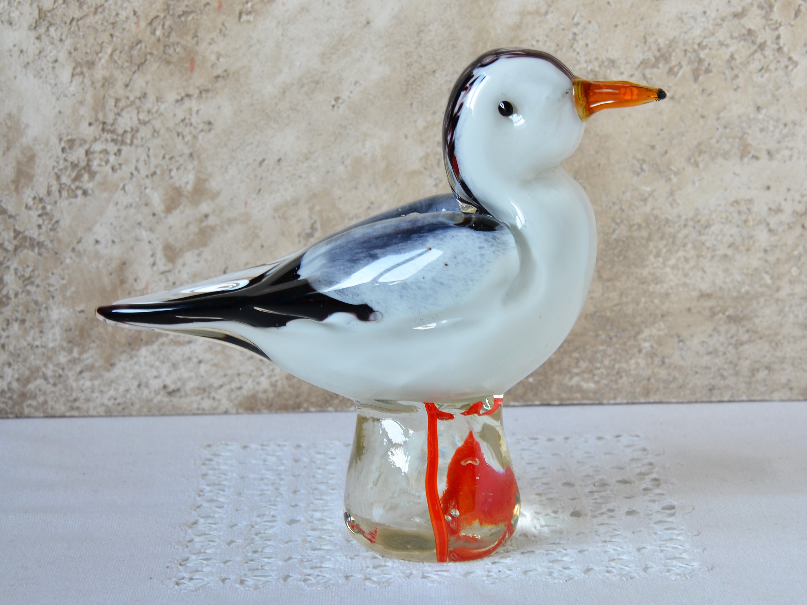 Art Glass Sculpture Seagull, Unique Handblown Glass Figurine Bird, Gift ...