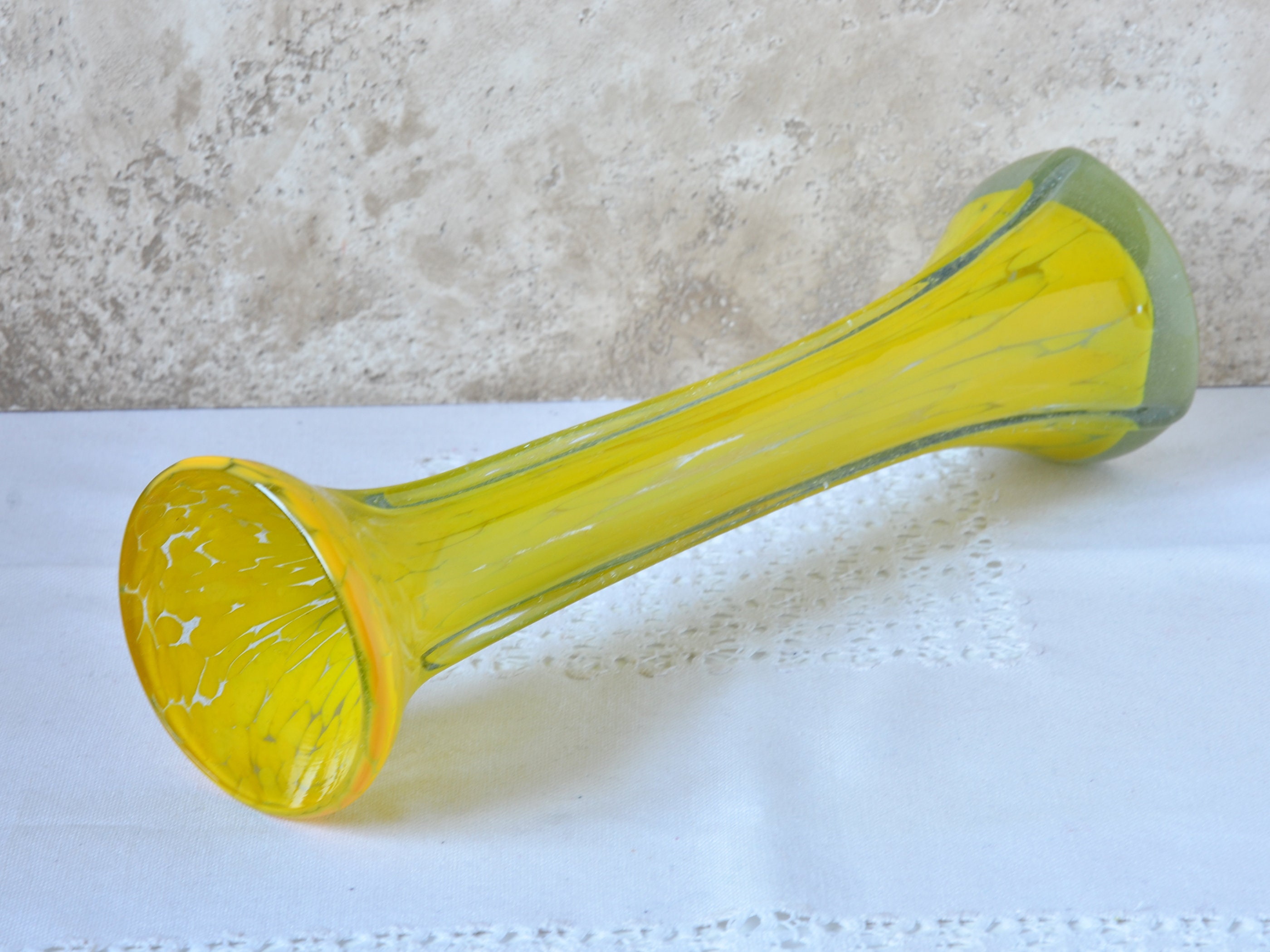 Yellow Glass Vase, Blown Glass Vase Flower, Retro Yellow Vase, New Home ...