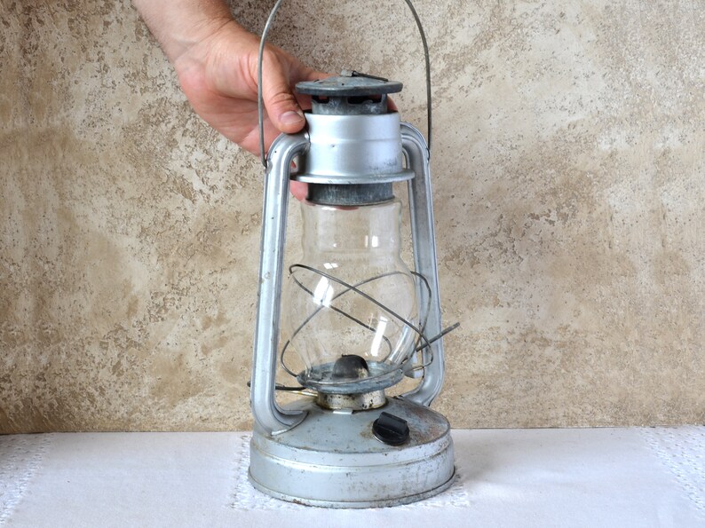 Vintage Kerosene Lamp, Silver Oil Gas Lantern, Oil Lamp, Outdoor ...