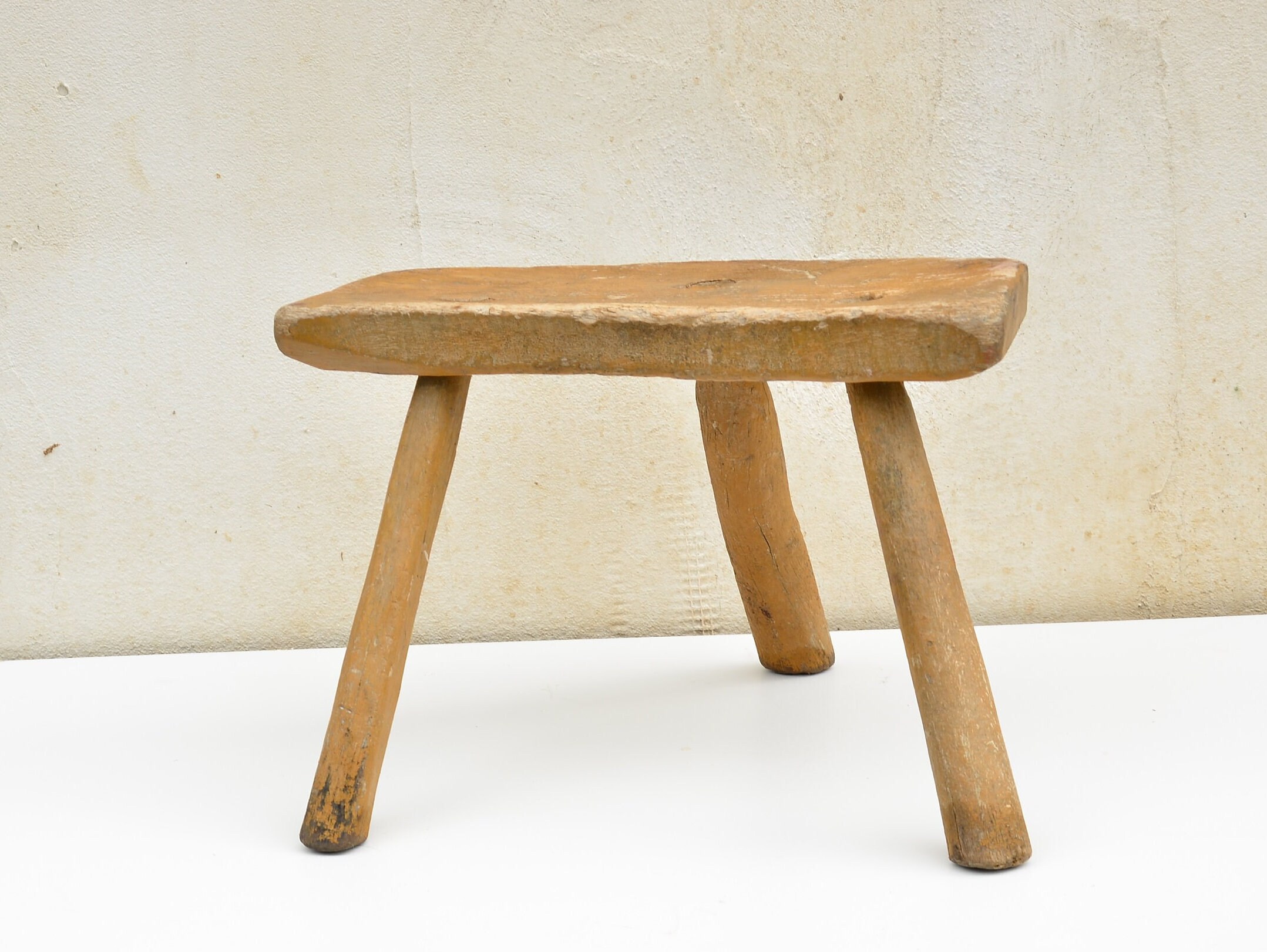 Antique Milking Stool, Three-legged Chair Wooden, Folk Farmhouse Stool ...