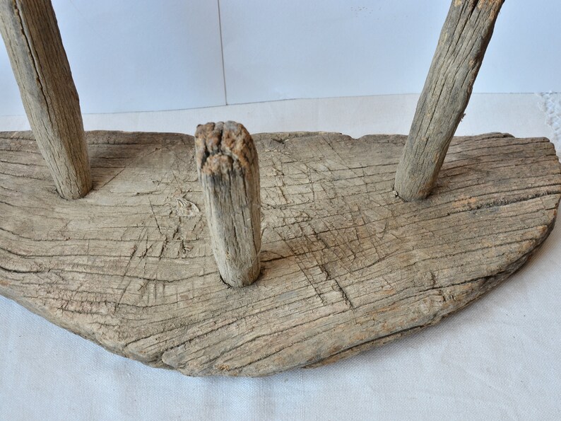 Antique Milking Stool, Three-legged Chair Wooden, Folk Farmhouse Stool ...