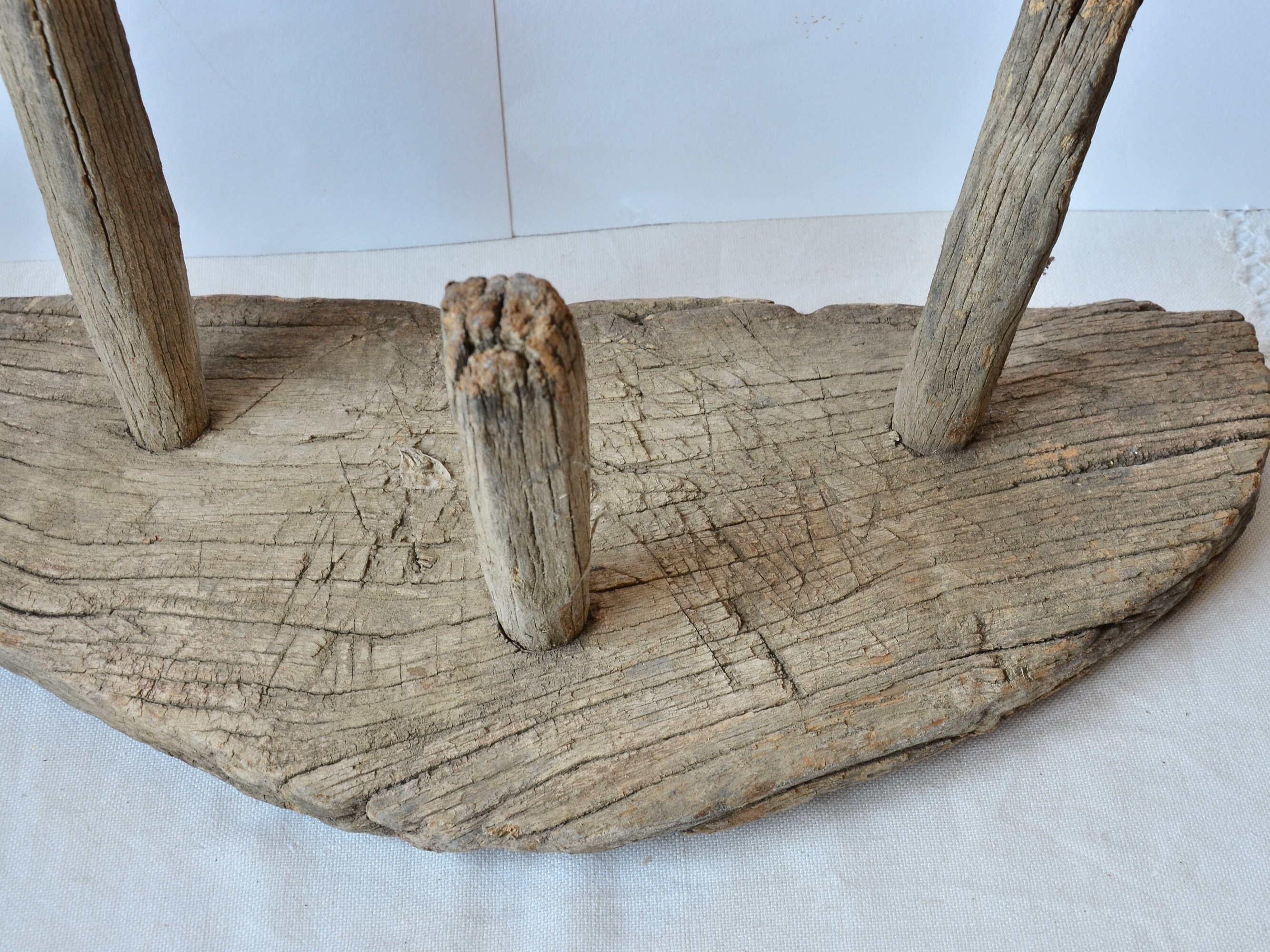 Antique Milking Stool, Three-legged Chair Wooden, Folk Farmhouse Stool ...