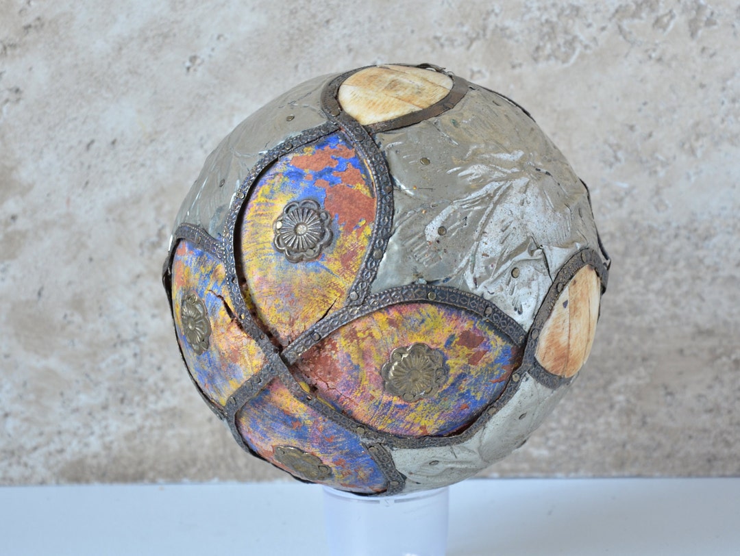 Antique Cattle Bone and Metal Carpet Ball, Victorian Carpet Ball ...