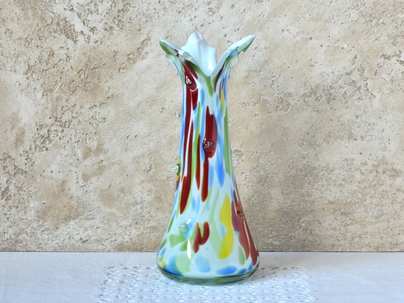 Colored Glass Vase Murano Style Vintage Multicolor Glass Vase - Etsy