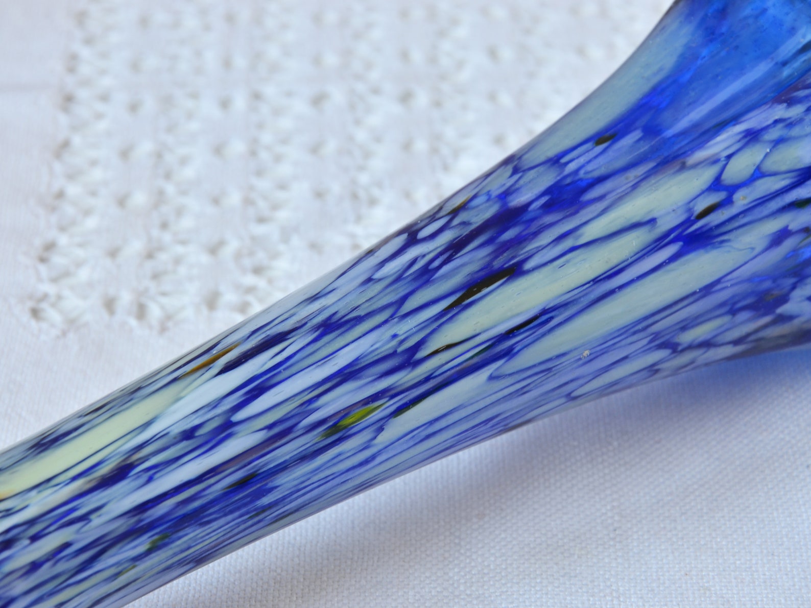 Vintage Blue Glass Vase, Retro Hand Blown Glass Vase, Cobalt Blue Glass ...