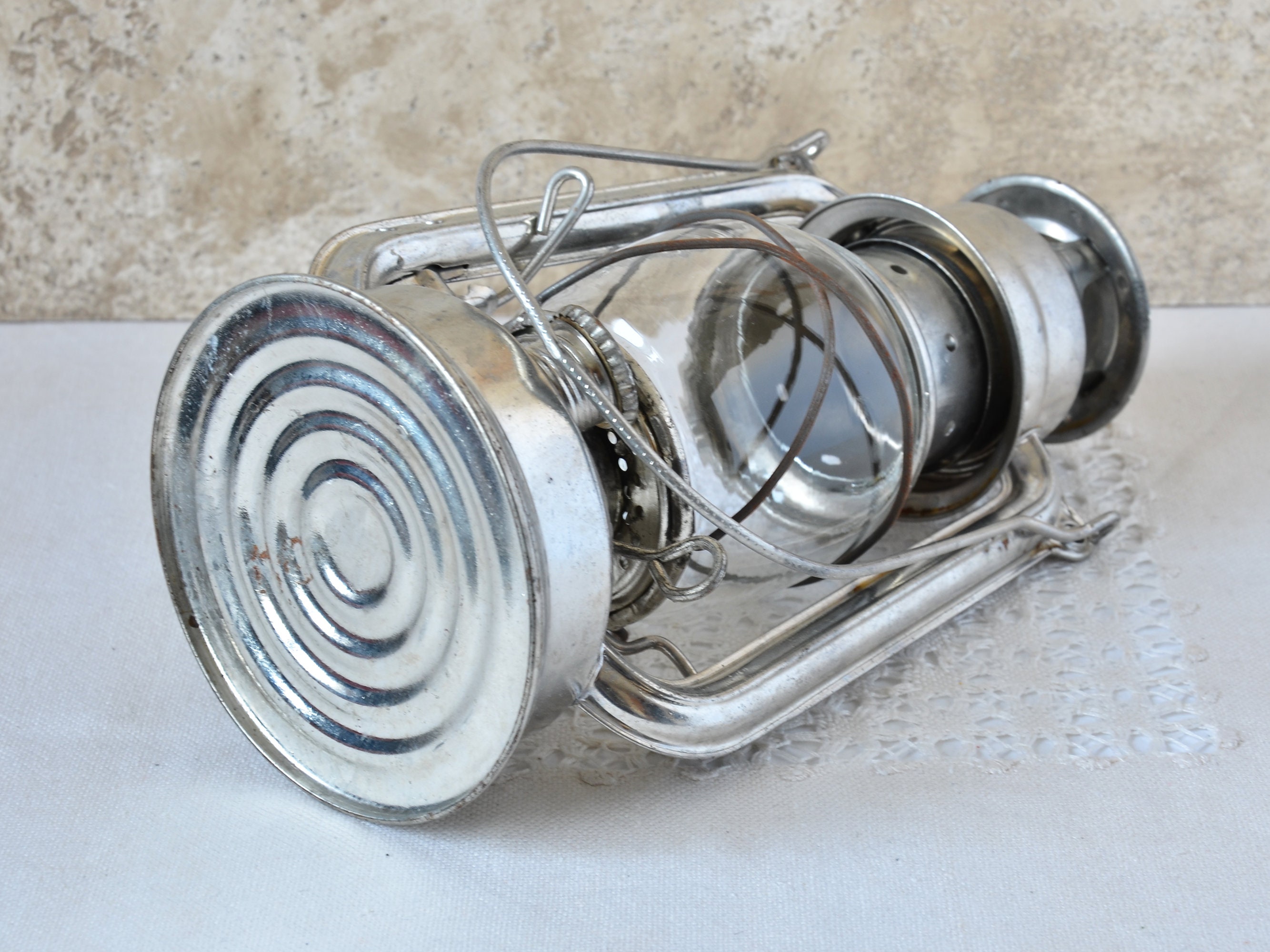 Vintage Oil Lamp, Silver Kerosene Lamp, Outdoor Lighting, Camping ...