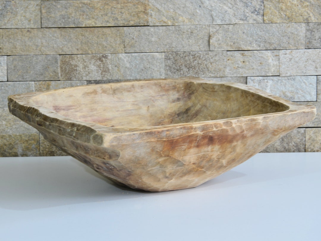Vintage Wooden Trough, Hand Carved Dough Bowl, Large Primitive Trough ...