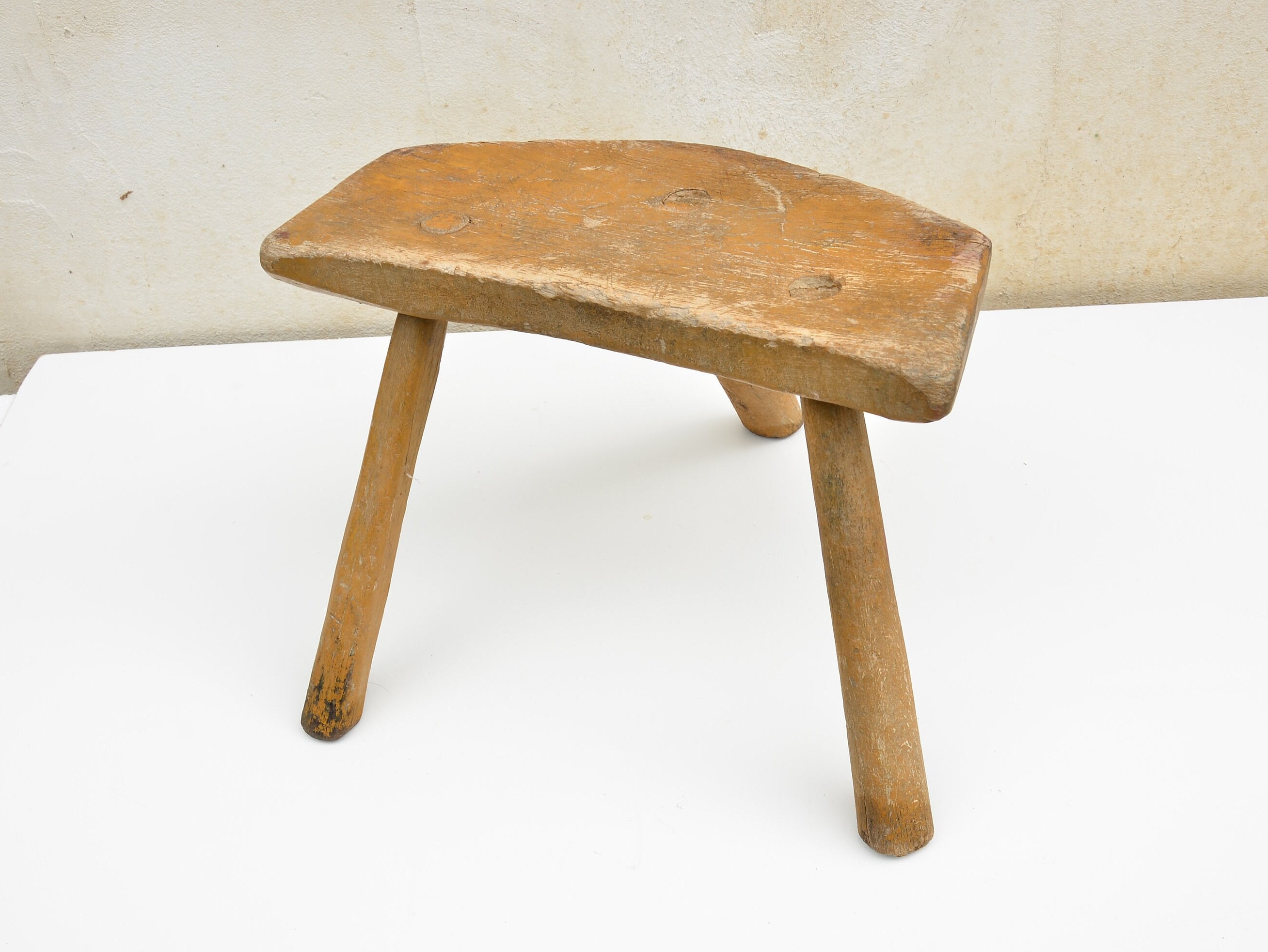 Antique Milking Stool, Three-legged Chair Wooden, Folk Farmhouse Stool ...