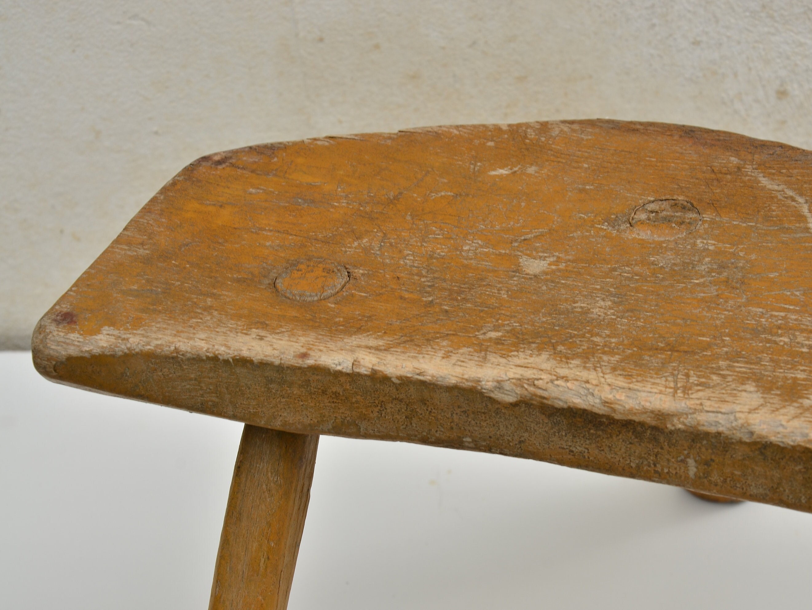 Antique Milking Stool, Three-legged Chair Wooden, Folk Farmhouse Stool ...