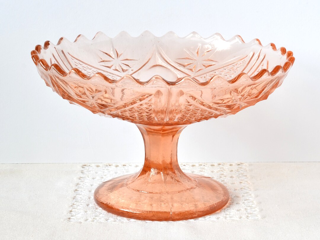 Vintage Pink Glass Bowl With a Beautiful Pattern Large Bowl - Etsy