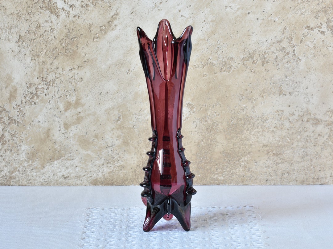 Antique Vase Magenta Glass Color, Mid-century Modern Glass Vase 1950s ...