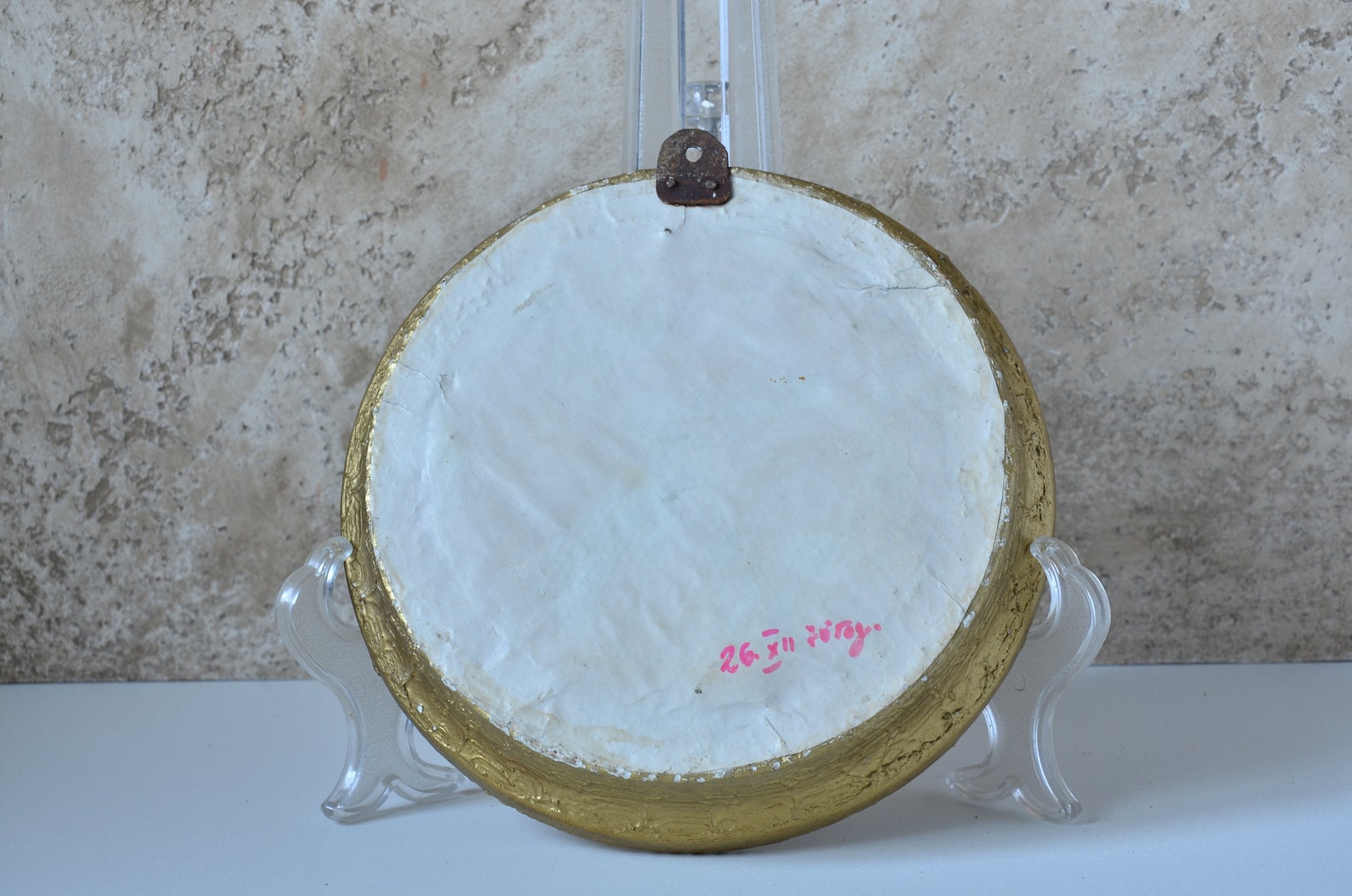 Vintage Round Gold Frame With Tapestry, Antique Wall Home Decor 70s ...