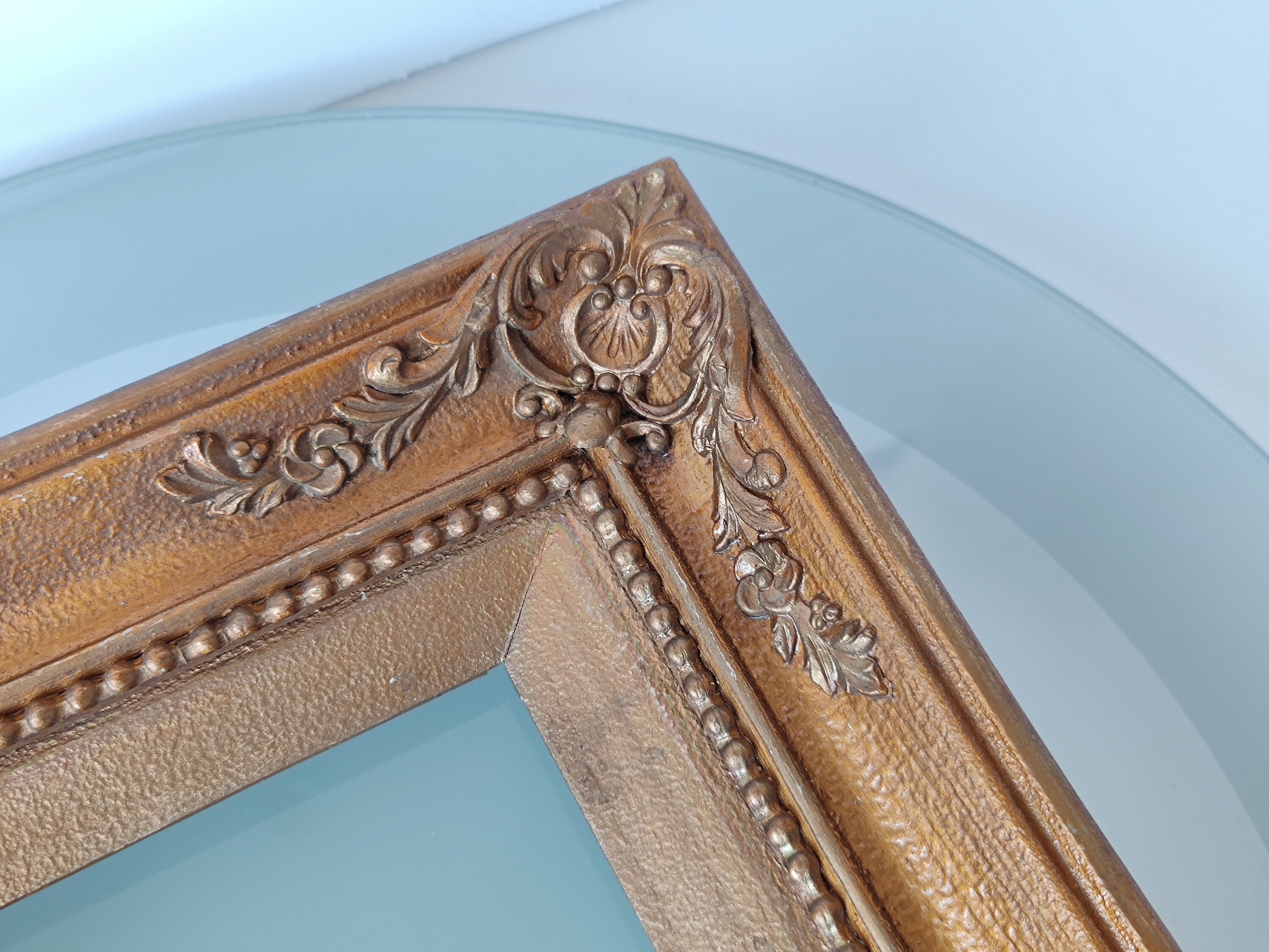 Vintage Rectangular Gold Frame, Wall Home Decor, Retro Wood and Gesso ...