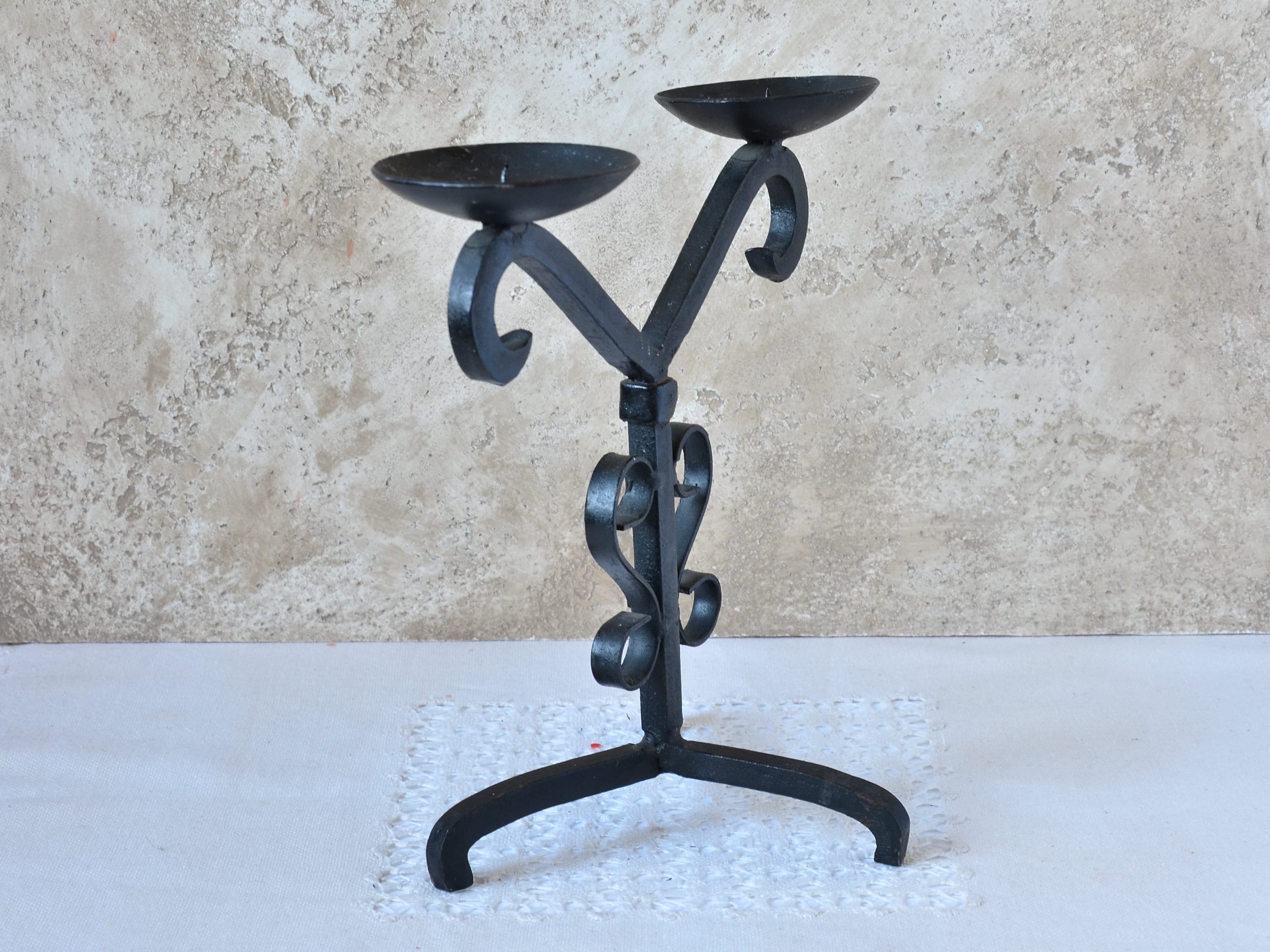 Vintage Candlestick Holder Wrought Iron, Metal Candlestick Holder ...