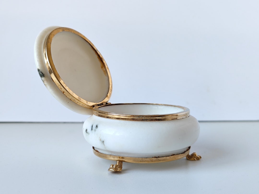 Marble Jewelry Box, Antique Trinket Box, Vintage Alabaster Box Emerald ...