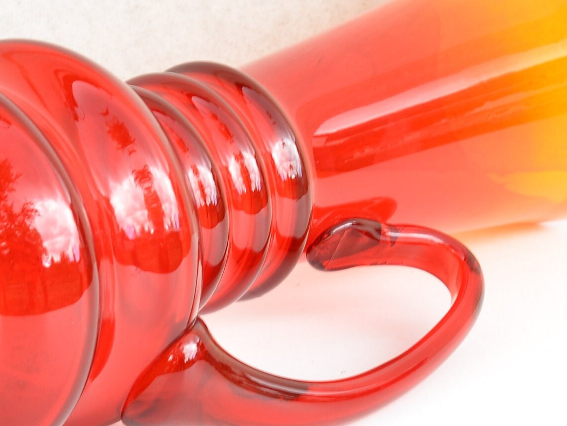 Colorful Art Glass Jug - Playful Shapes for Your Home, Red-orange Glass ...