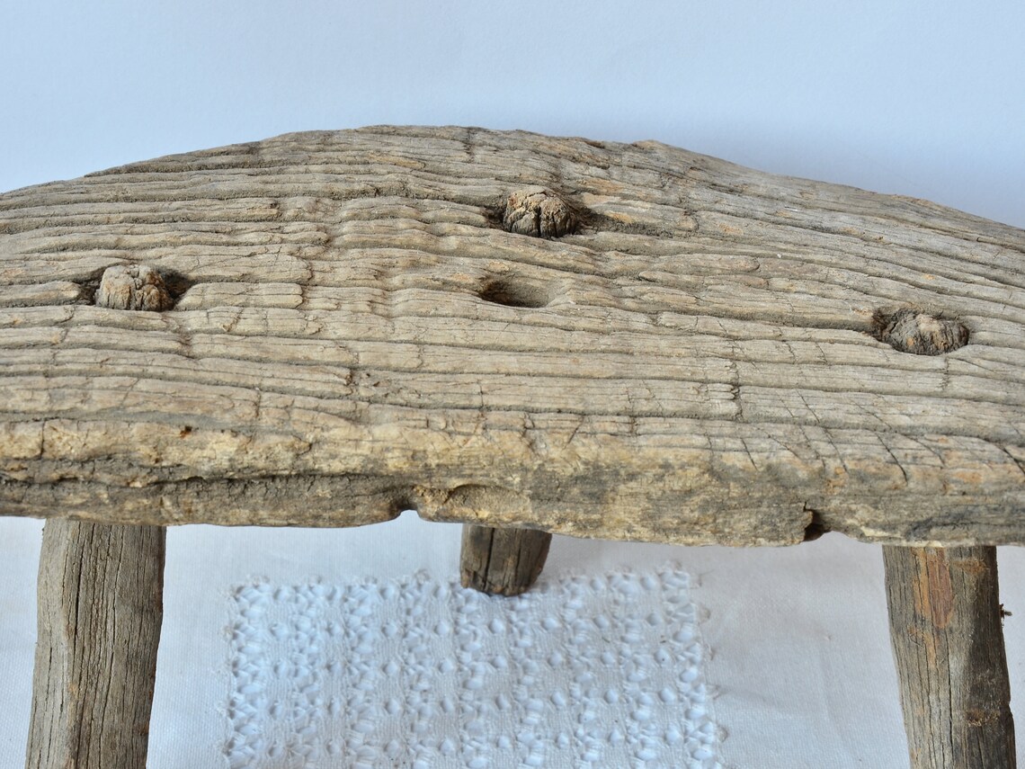 Antique Milking Stool, Three-legged Chair Wooden, Folk Farmhouse Stool ...