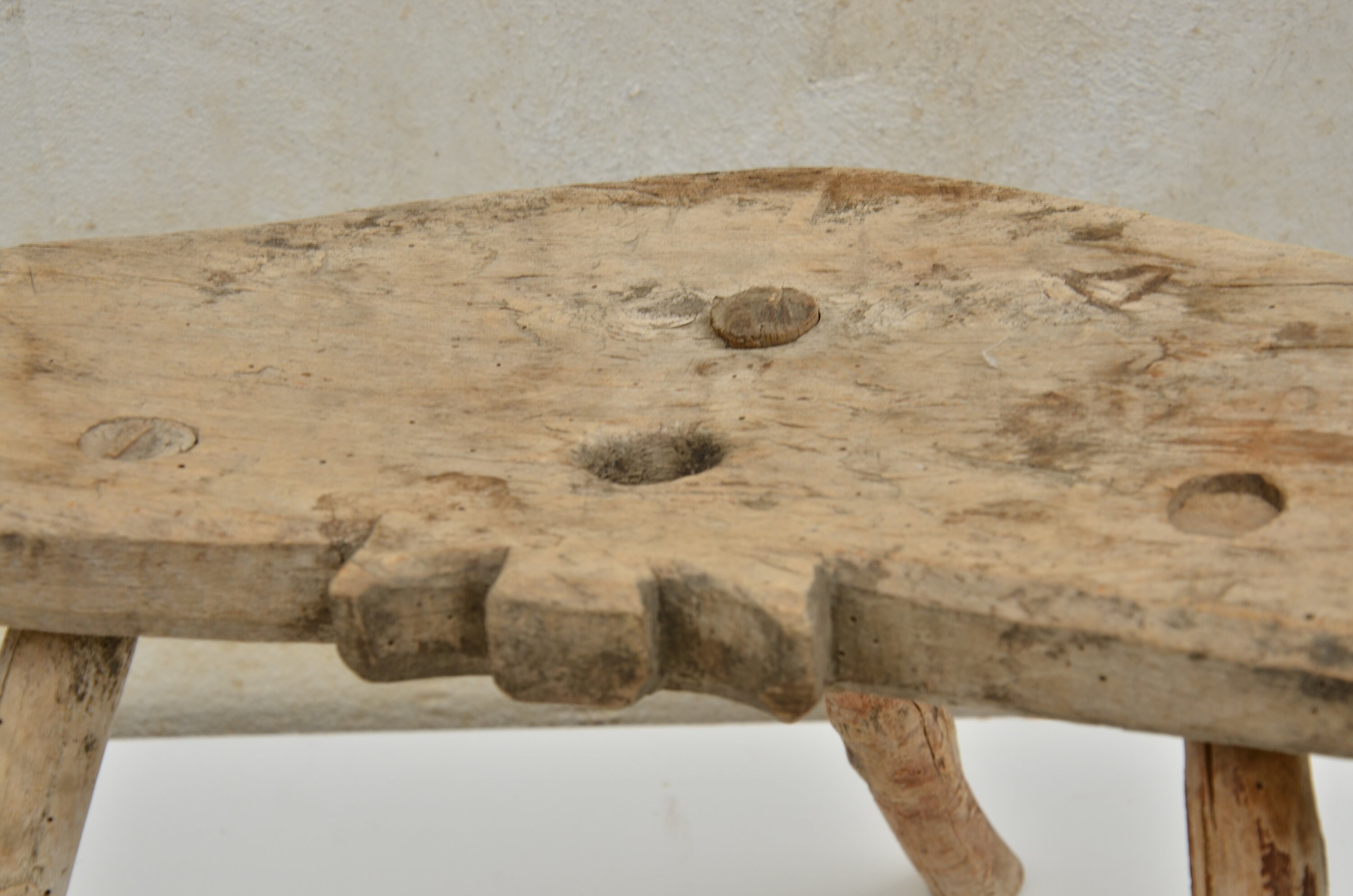 Antique Milking Stool, Three-legged Stool Wooden, Folk Farmhouse Stool ...