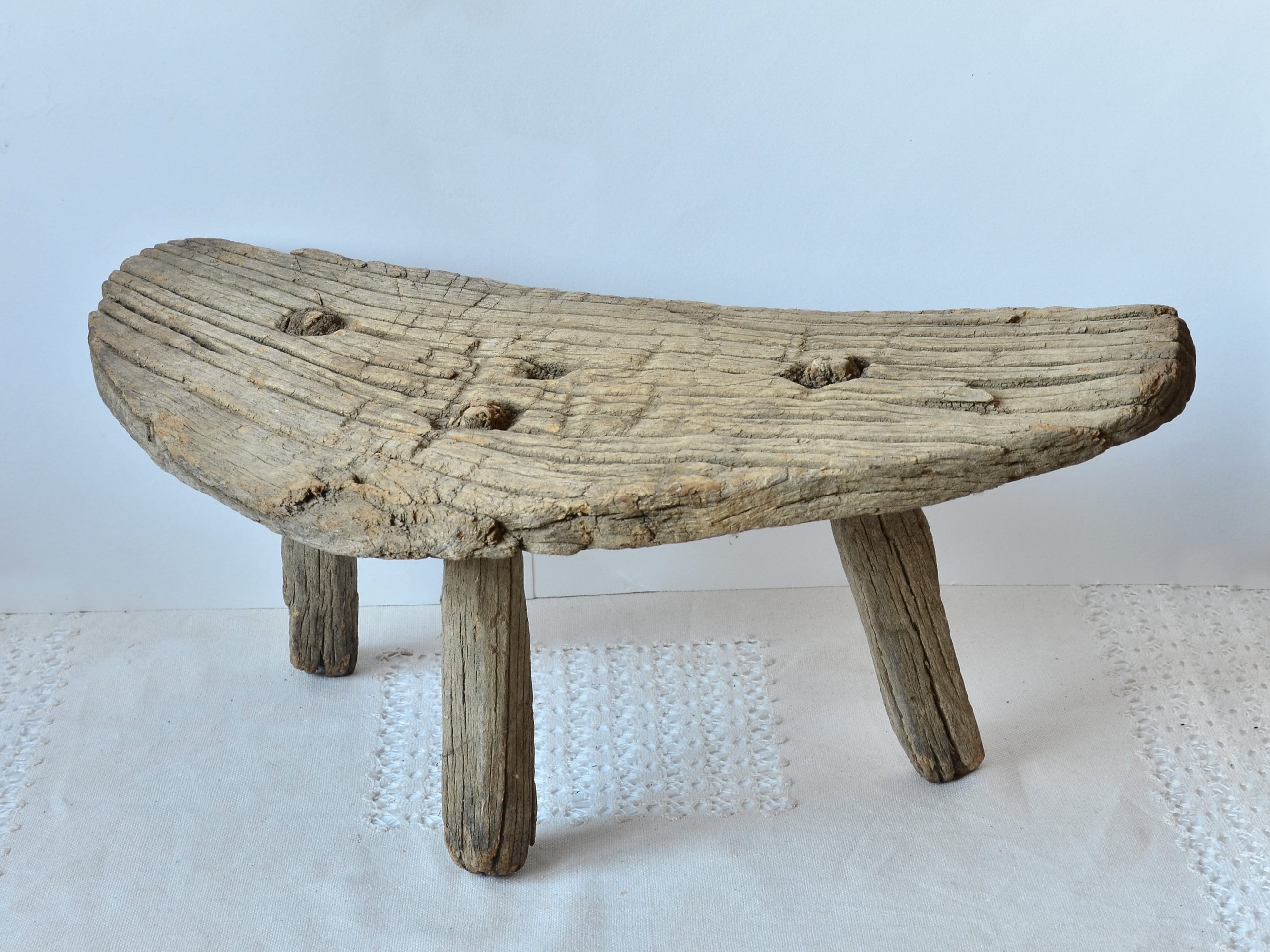 Antique Milking Stool, Three-legged Chair Wooden, Folk Farmhouse Stool ...