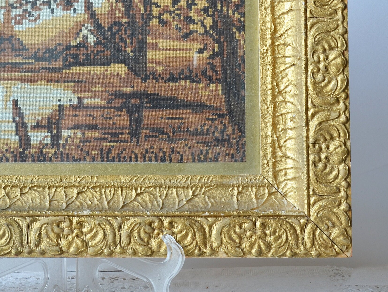 Vintage Rectangular Gold Frame With Tapestry autumn Landscape Wall Home ...