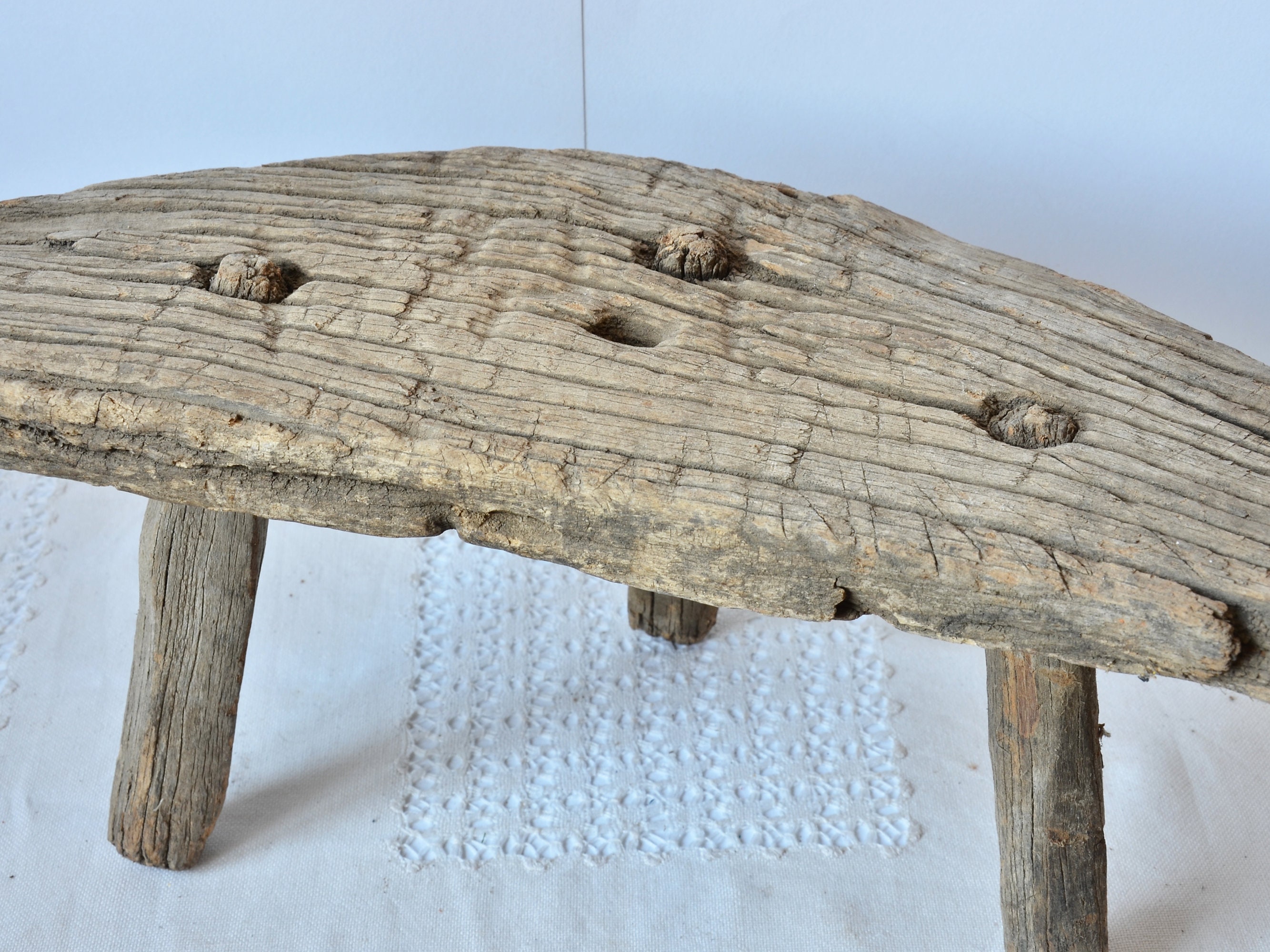 Antique Milking Stool, Three-legged Chair Wooden, Folk Farmhouse Stool ...