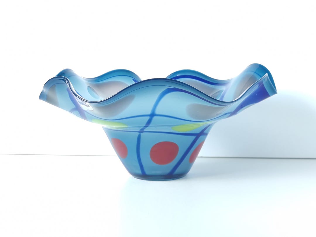 Large Blown Glass Centerpiece Bowl, Design Mehai Topescu Romania Glass ...
