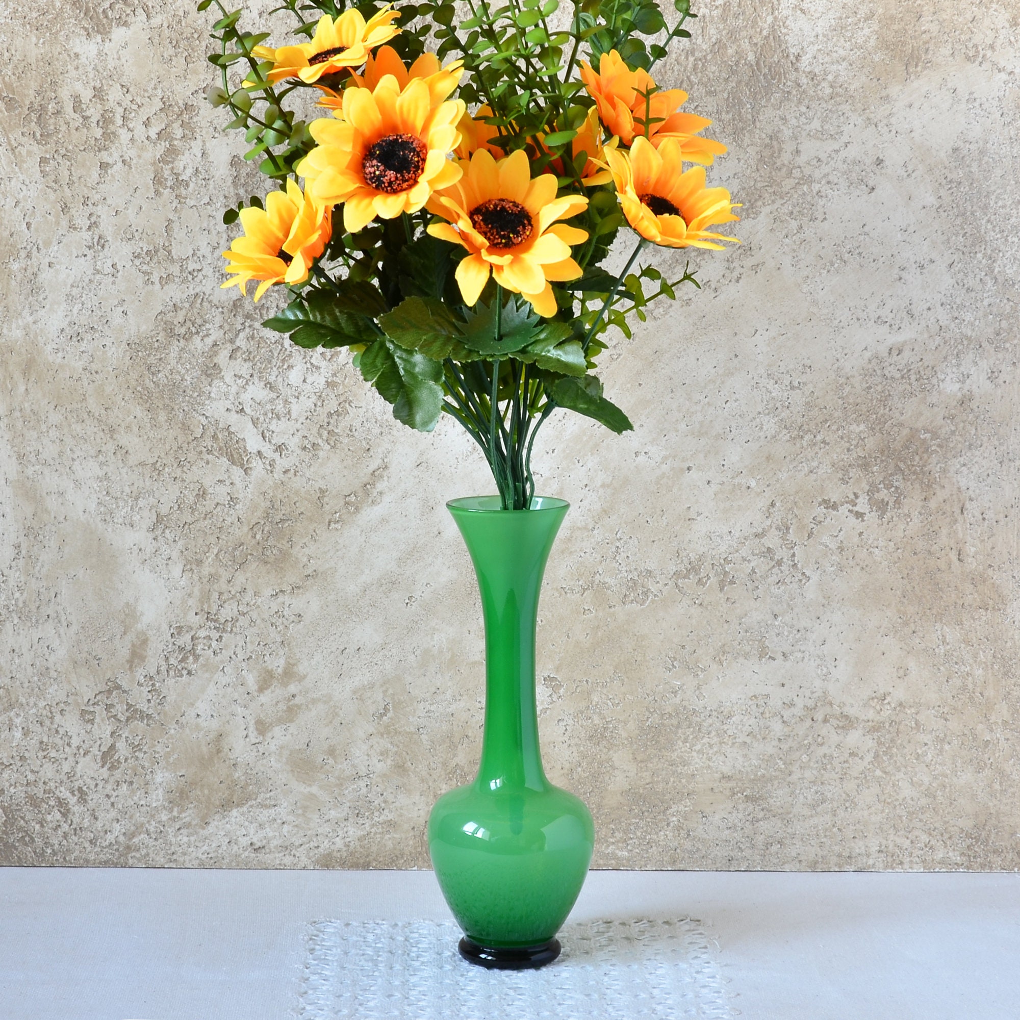 Decorative Green Vase, Shelf Decor Vase, Vase Glass Blown, Coffee Table ...