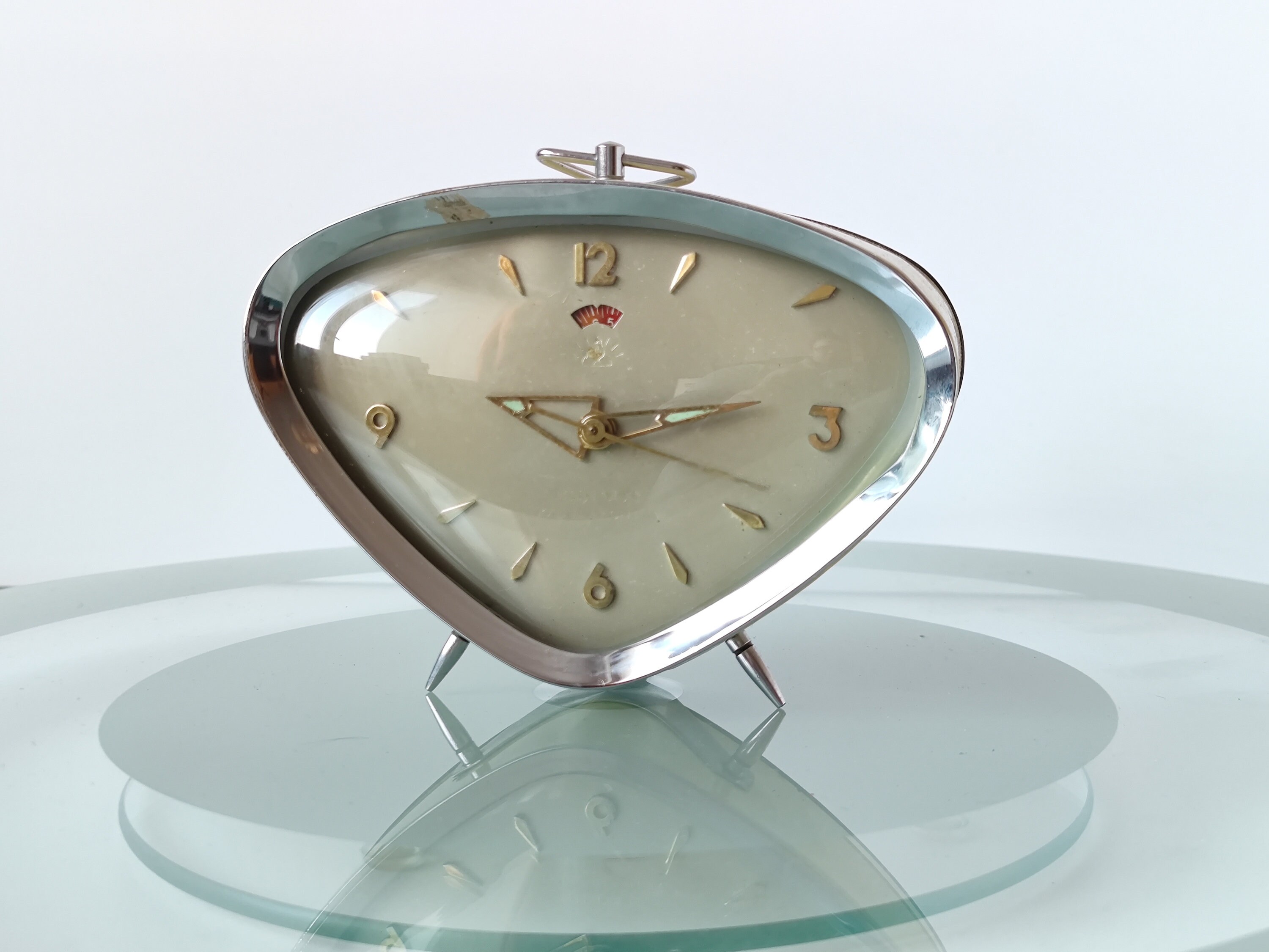 Vintage Alarm Clock, Mechanical Triangle Clock diamond Made in Shanghai ...