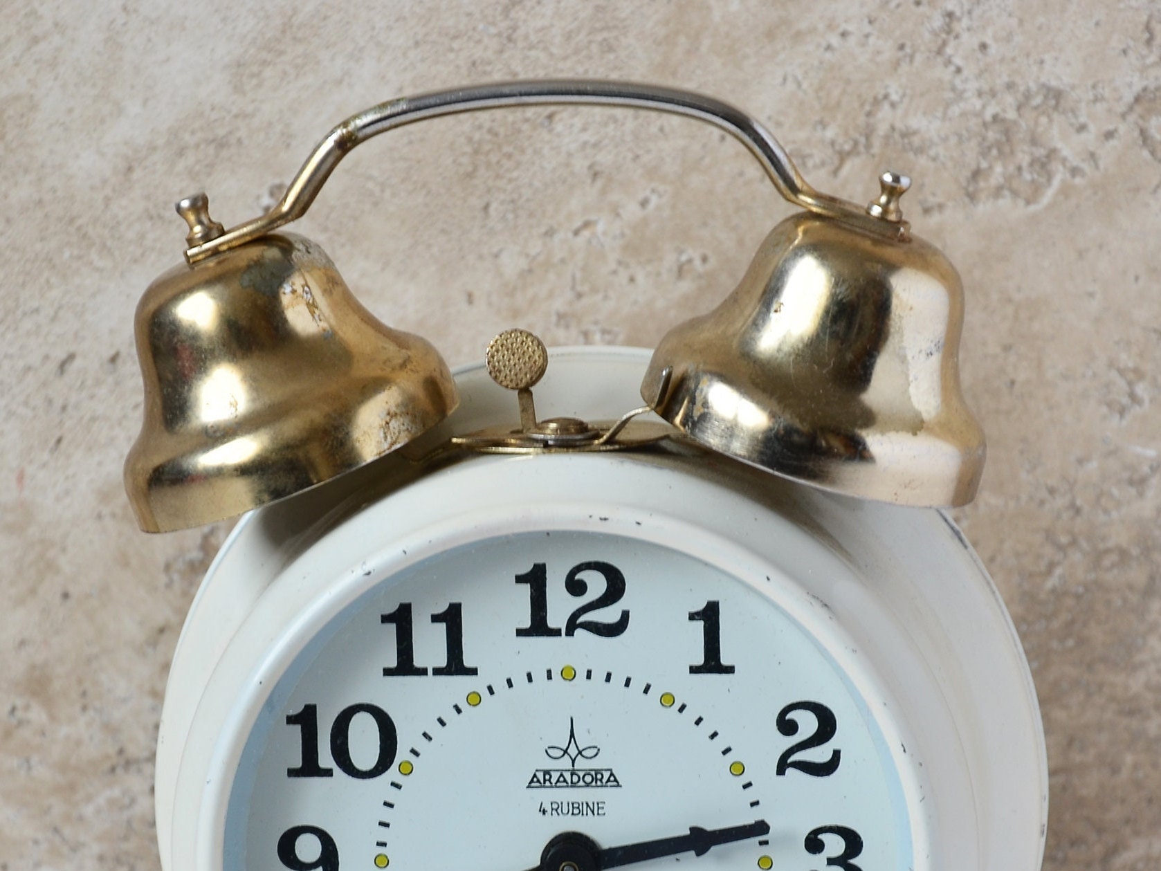 Vintage Alarm Clock Aradora, Retro Romanian Clock Mechanical, Wahite ...