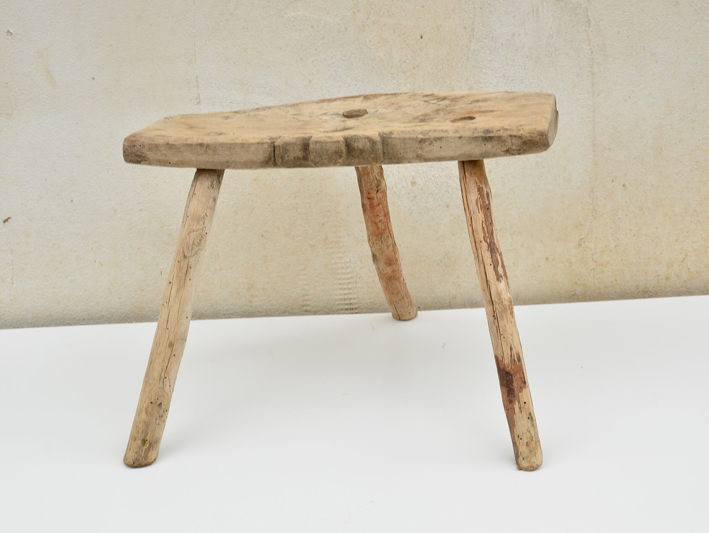Antique Milking Stool, Three-legged Stool Wooden, Folk Farmhouse Stool ...