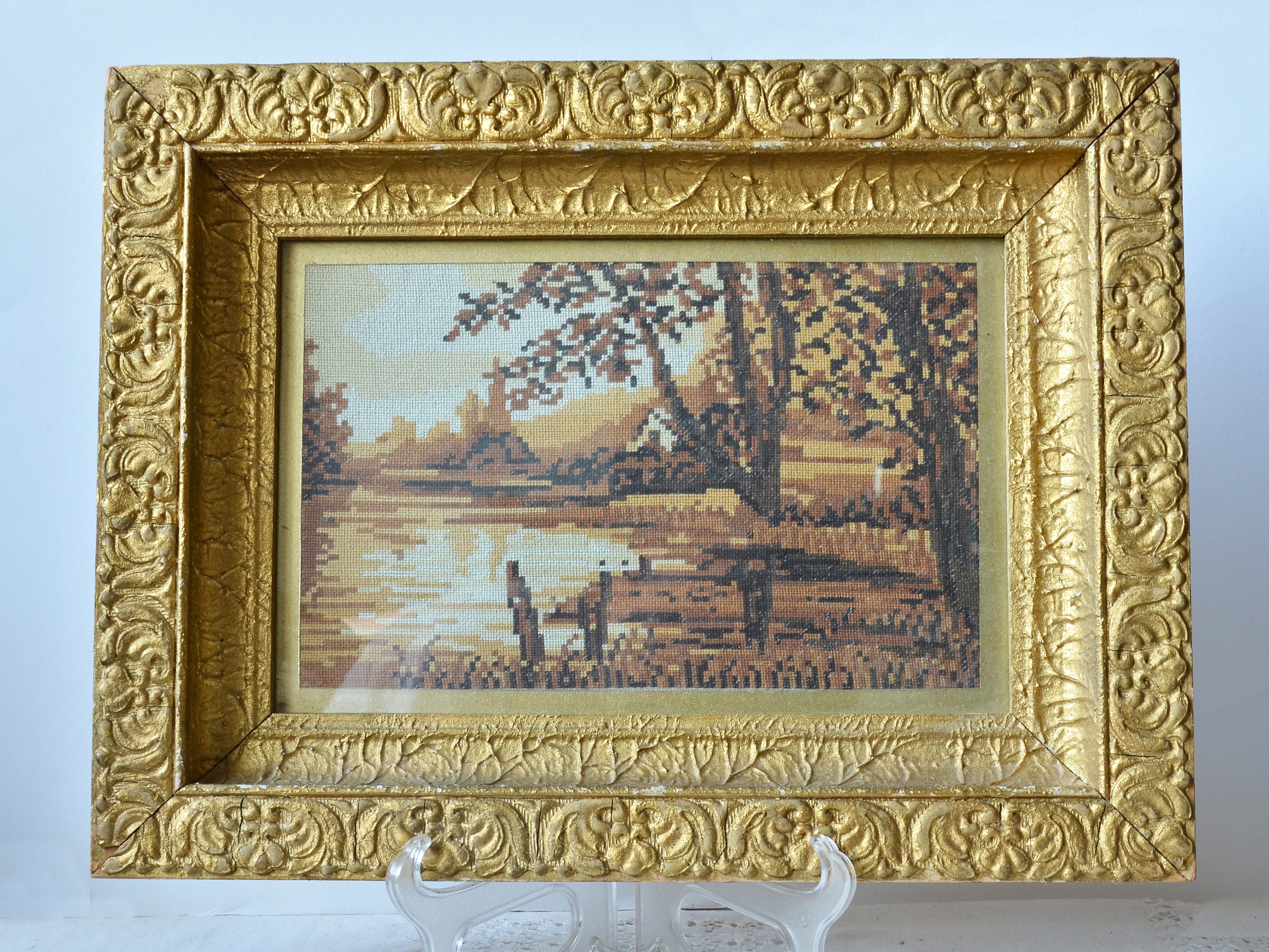 Vintage Rectangular Gold Frame With Tapestry (autumn Landscape) Wall ...