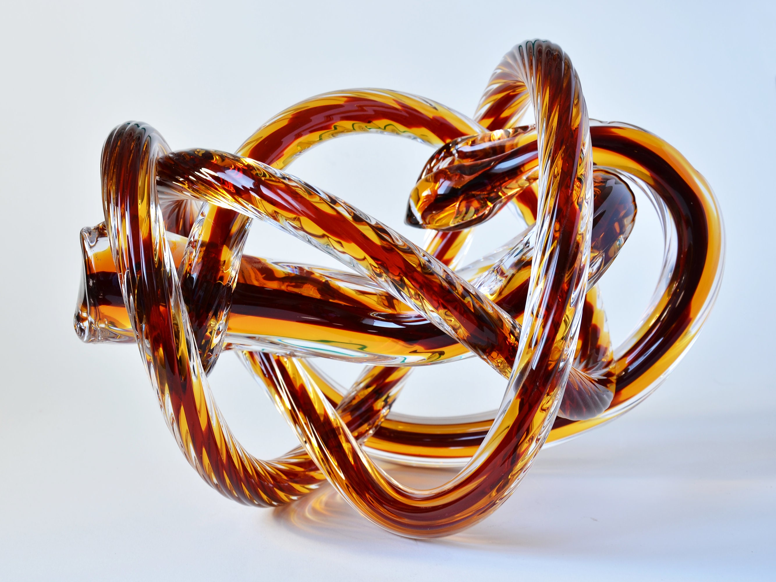 Vintage Glass Rope Knot, Art Glass Sculpture Twisted a Stylized Snaking ...