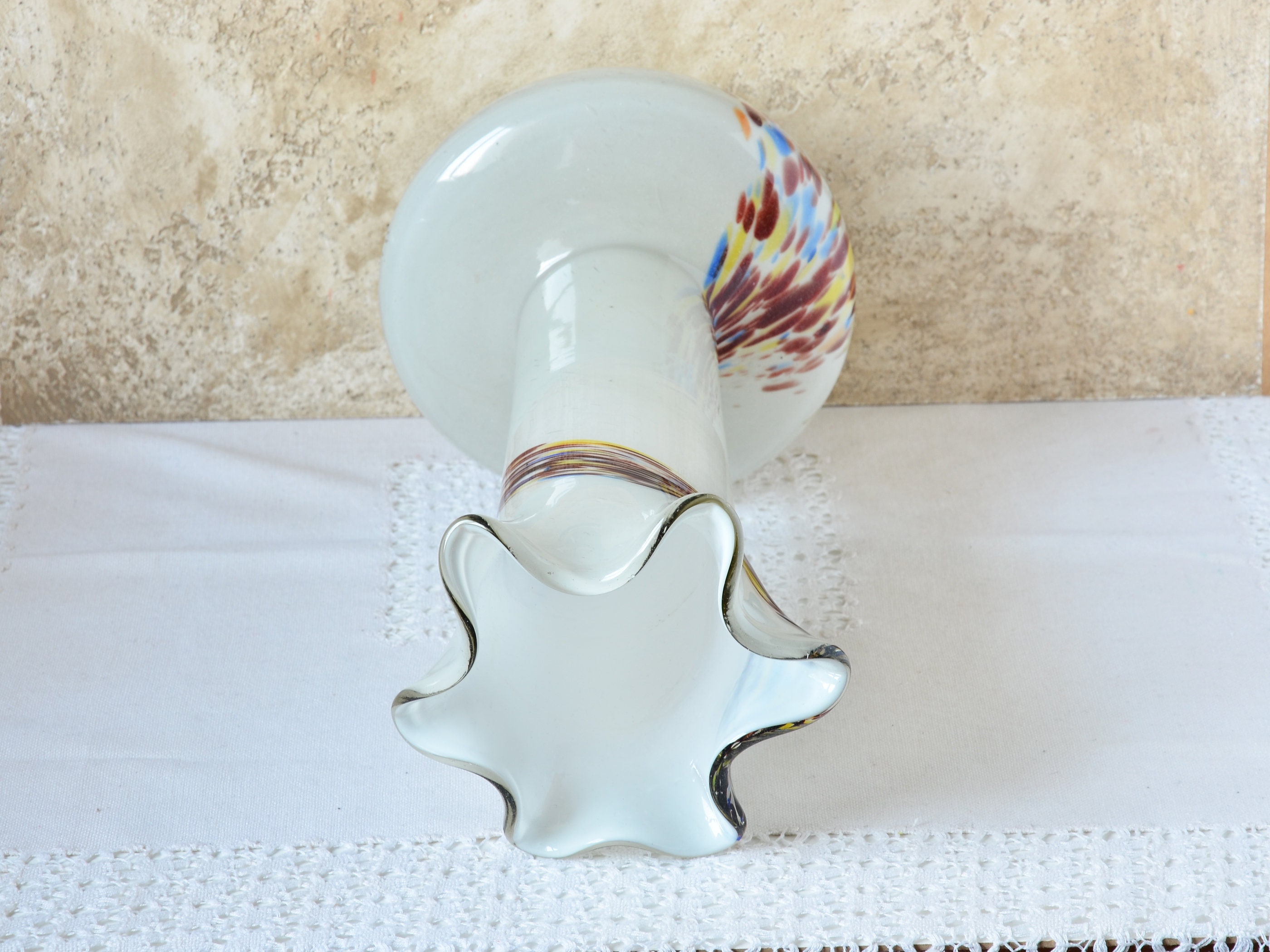 Floor Vase Glass 16 Inch Tall white and Color Glass Floral Arrangements ...