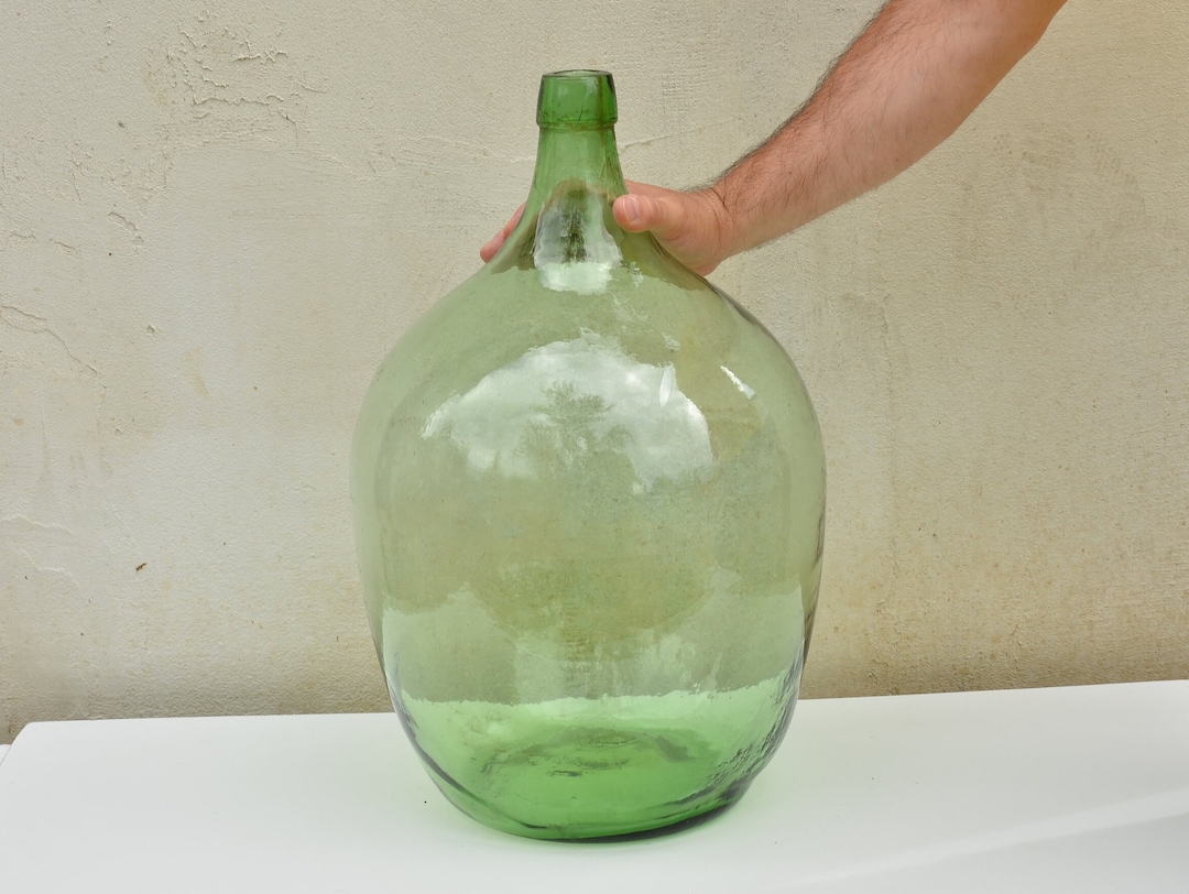 French Demijohn Bottle, Floor Vase Pampas Grass, Antique Large Demijohn ...
