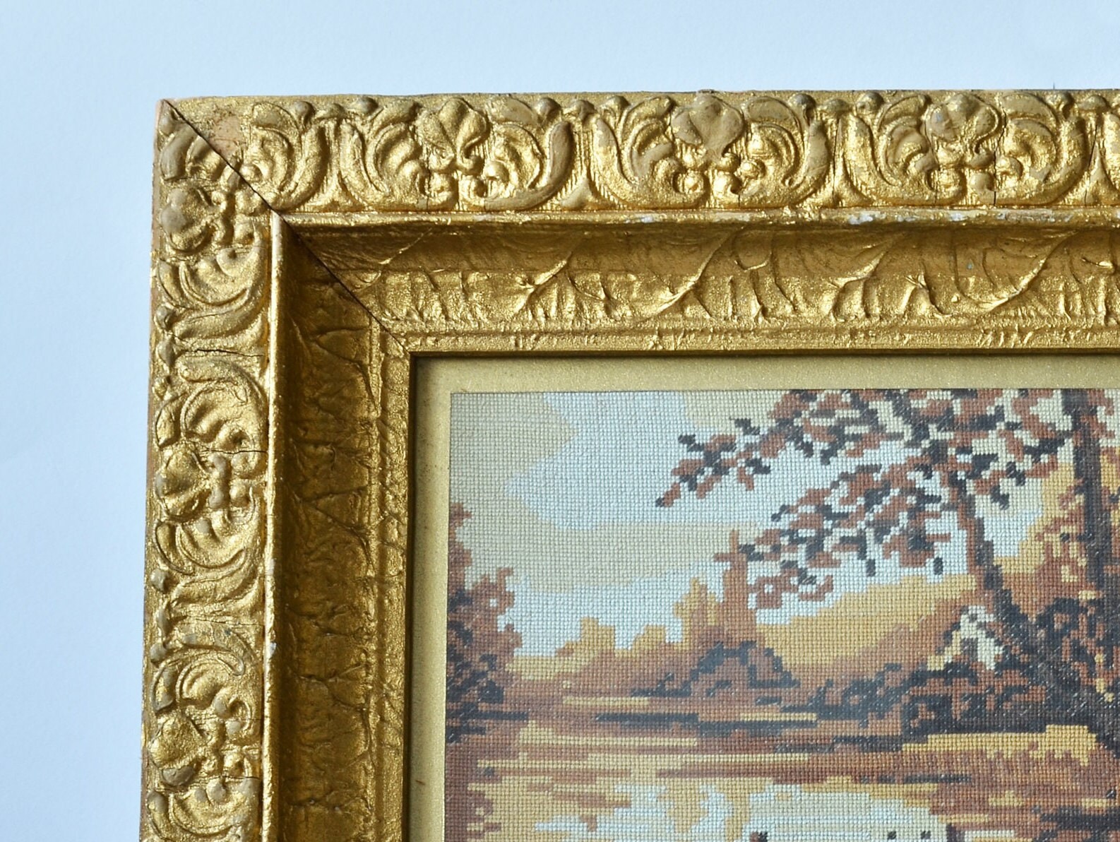 Vintage Rectangular Gold Frame With Tapestry autumn Landscape Wall Home ...