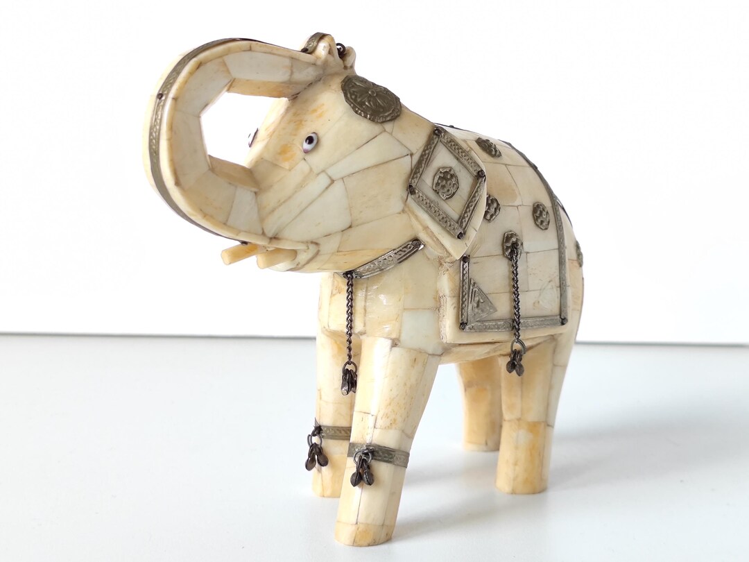 Decorative Bone Inlay Elephant Statue, Vintage Elephant Lovers Gifts ...