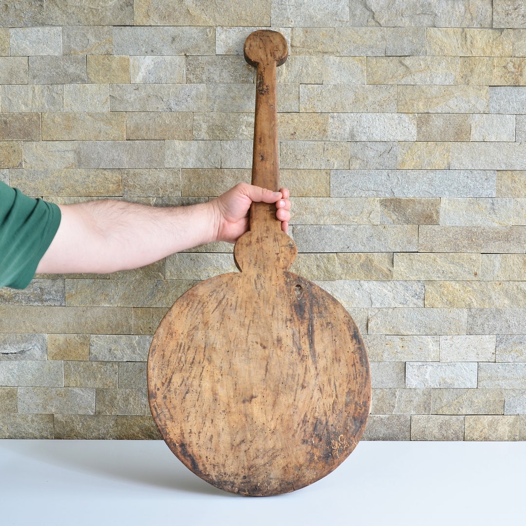 Vintage Cutting Board, Primitive Round Bread Board, Tray Old Wooden ...