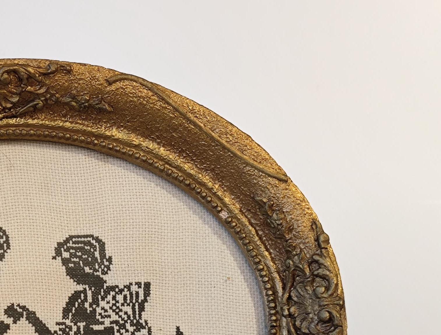 Vintage Ornate Gold Frame With Hand Embroidered Tapestry dancing Couple ...