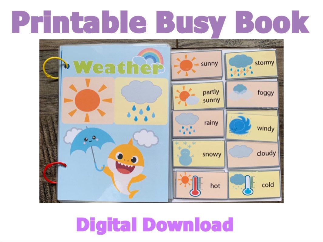 Printable| Baby Shark Weather Busy Book |activity Book for 2 - 3 Years ...