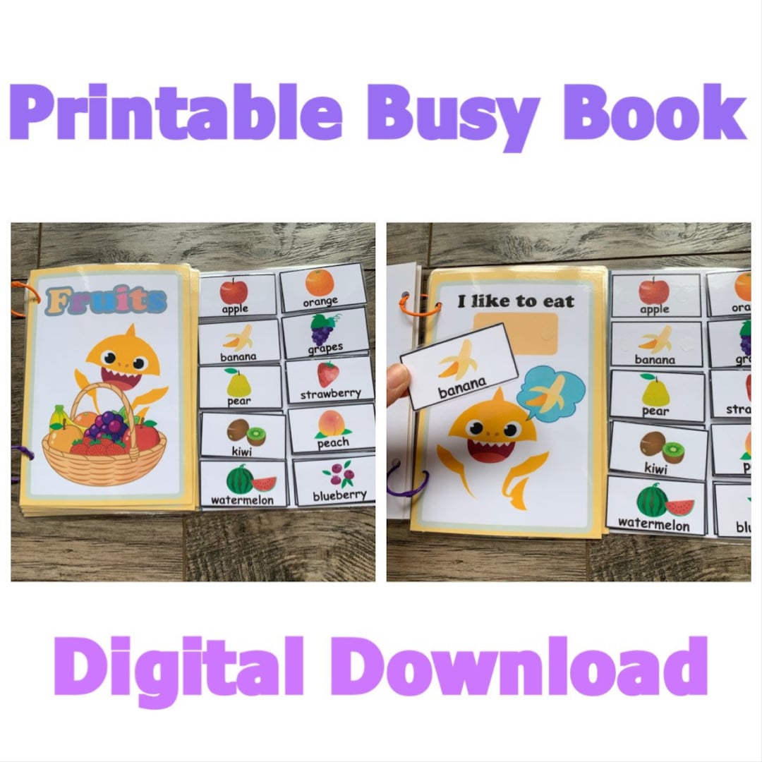Printable| Baby Shark Fruits Busy Book |activity Book for 2 - 3 Years ...