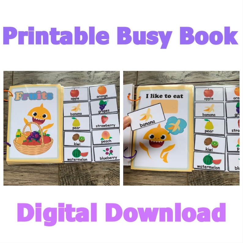 Printable| Baby Shark Fruits Busy Book |activity Book for 2 - 3 Years ...