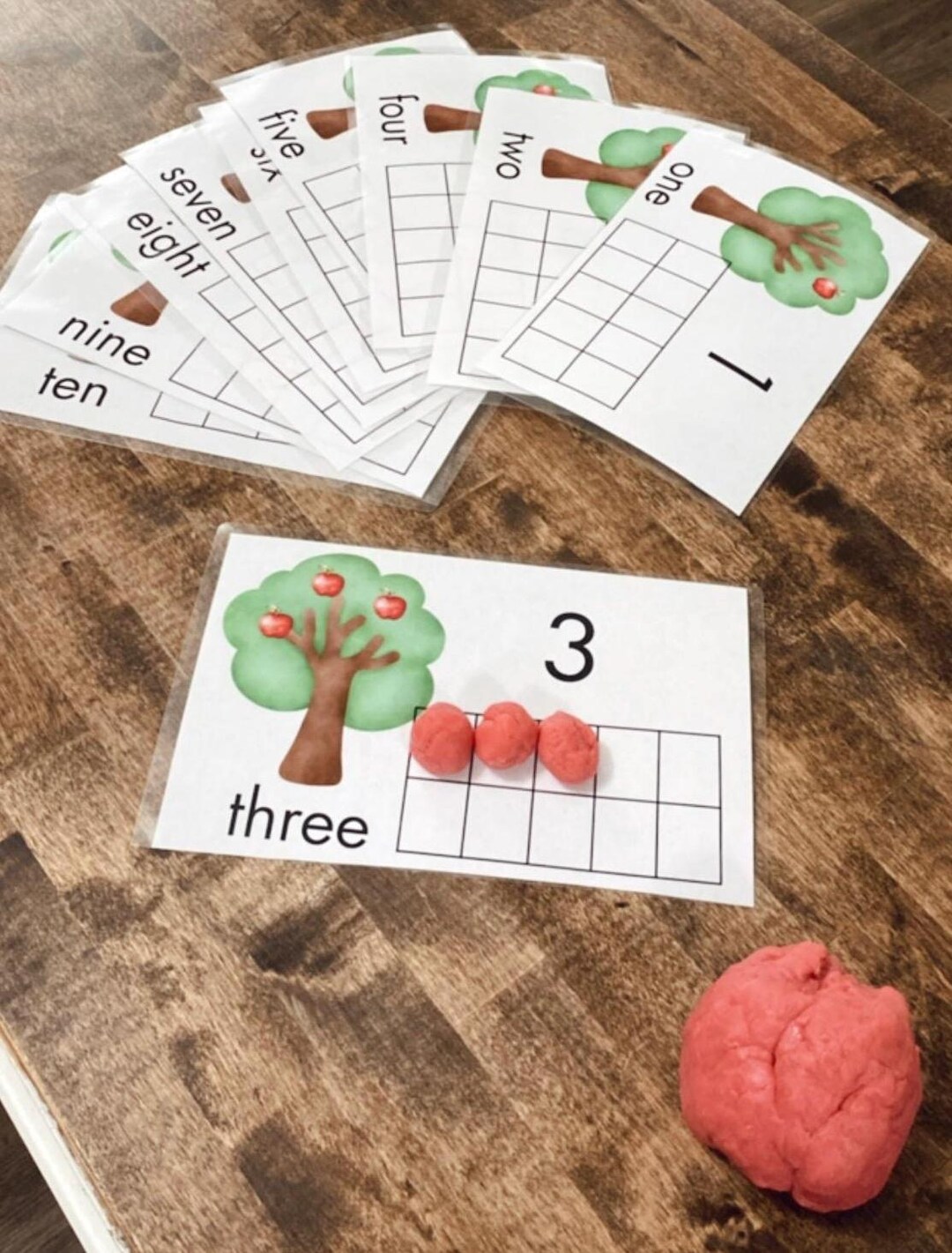 Play Dough Counting Mats | Number Recognition Activity | Apple Tree Ten ...